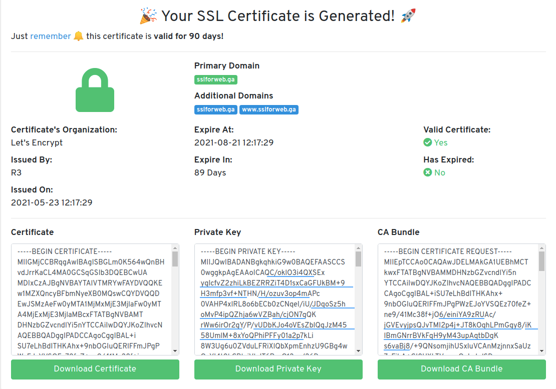 Generate Free Let's Encrypt SSL Certificate